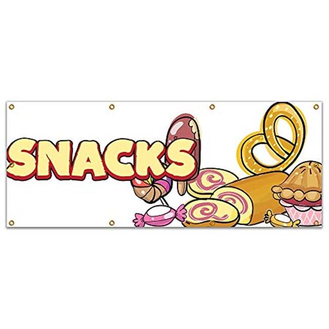 96 in. Snacks Banner with Concession Stand Food Truck Single Sided ...