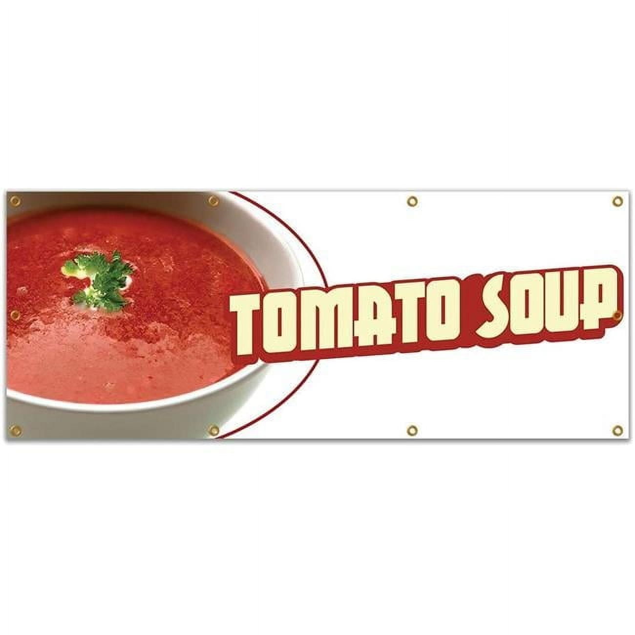 96 in. Tomato Soup Banner with Concession Stand Food Truck Single Sided ...