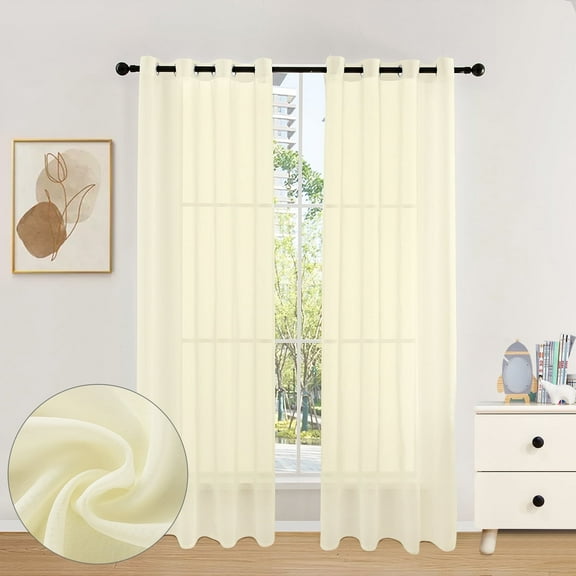 80x200cm Sheer Window Curtains Light Filtering Voile Drapes for Living ...
