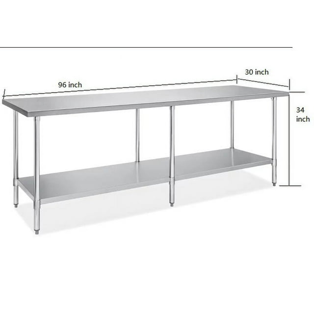 96 in. x 30 in. x34 in. Stainless Steel Kitchen Utility Table - Walmart.com
