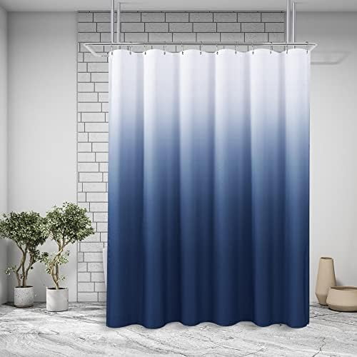 96 inch Blue Shower Curtains for Bathroom, Ombre Textured Fabric Long ...