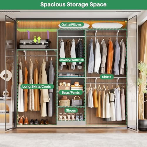 96 inch Closet System with Storage Shelves, 8FT Closet Organizer System ...