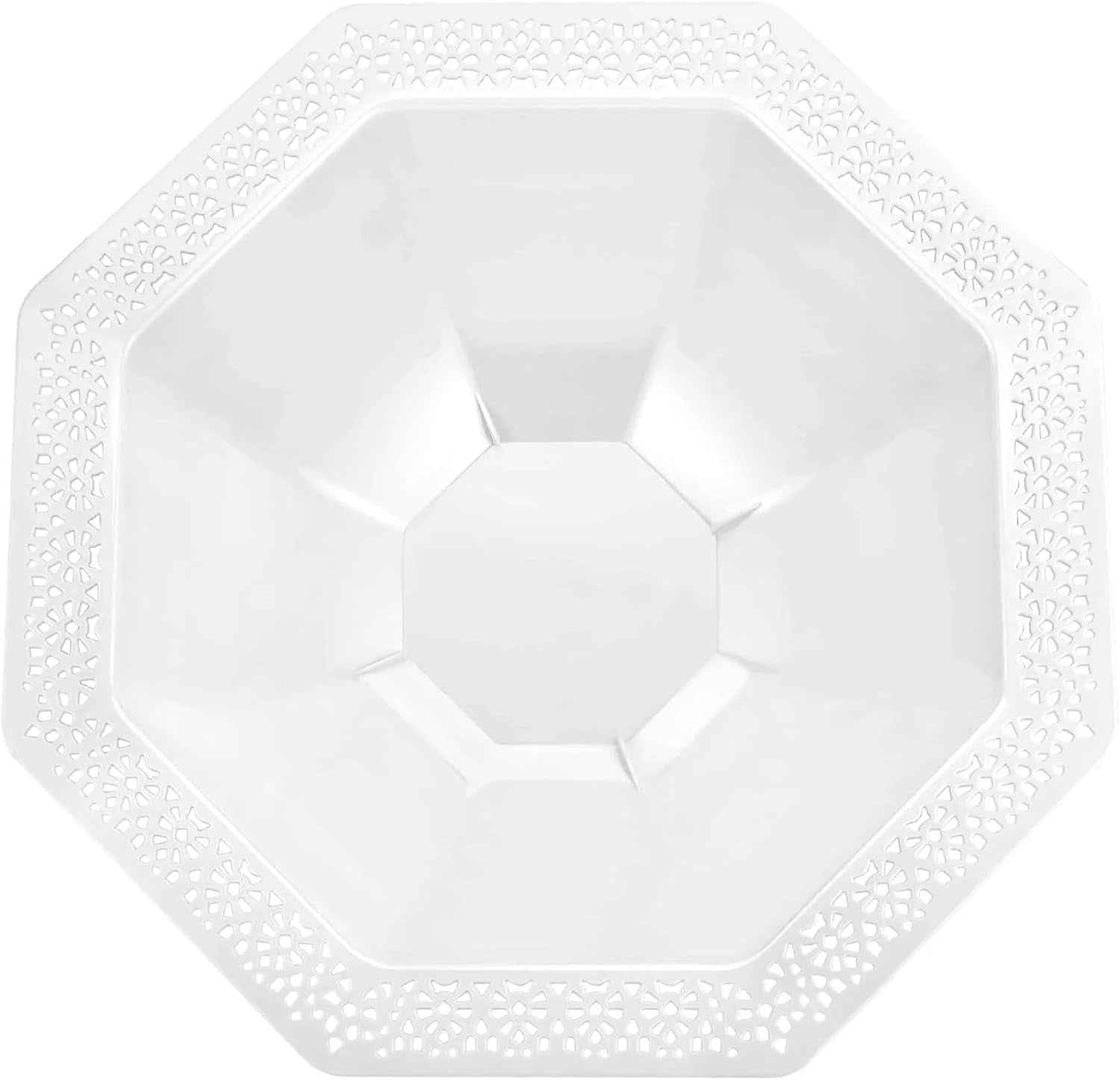 96 oz Pearl Plastic Bowl Octagon Shape - Elegant Disposable Serving ...