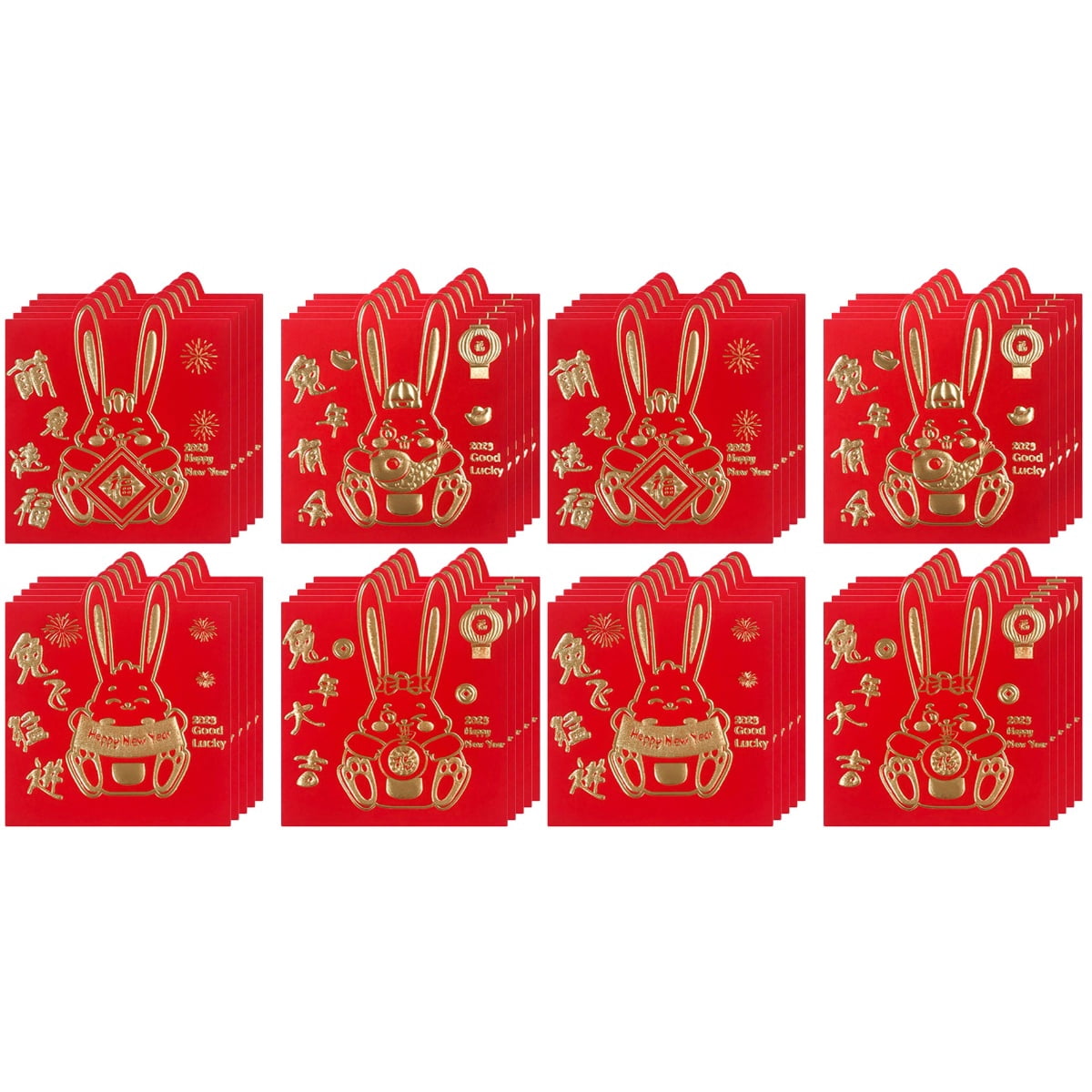 96 pcs Zodiac Rabbit Red Envelopes 2023 Red Packets Chinese New Year ...