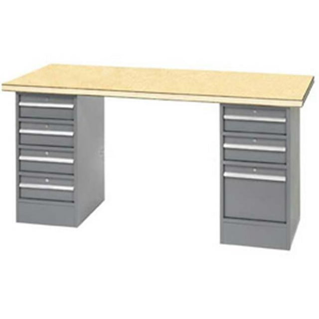 96 x 30 in. Pedestal Workbench with 7 Drawers - Gray - Walmart.com