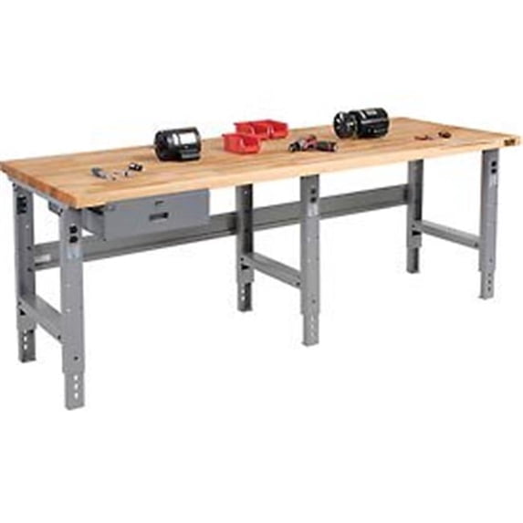 96 x 36 in. Gray Maple Butcher Block Square Edge with Drawer - Gray ...