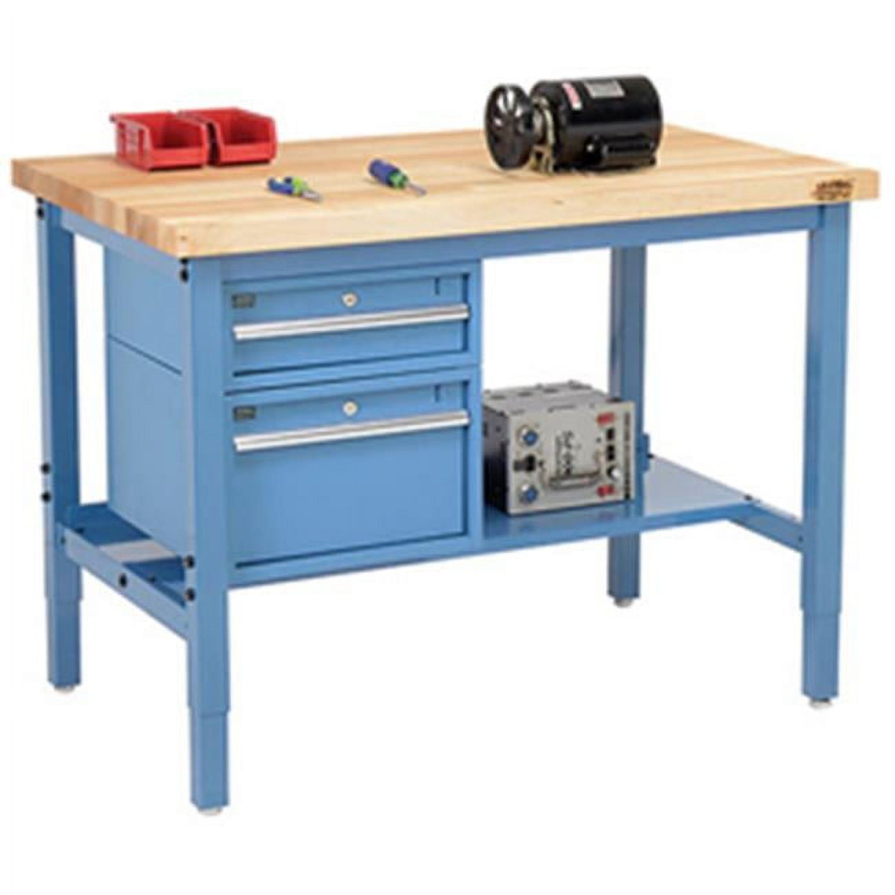96 x 36 in. Production Workbench - Birch Butcher Block Square Edge with ...