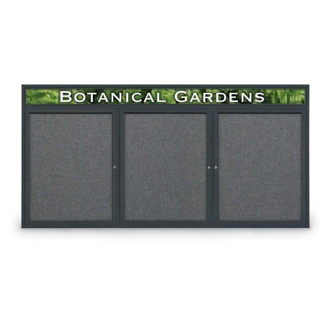 96 x 48 in. Triple Door Traditional Indoor Enclosed Corkboard with ...