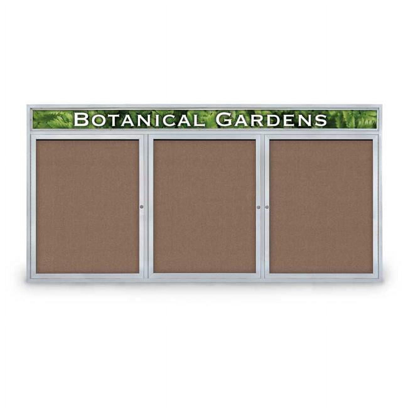 96 x 48 in. Triple Door Traditional Indoor Enclosed Corkboard with ...
