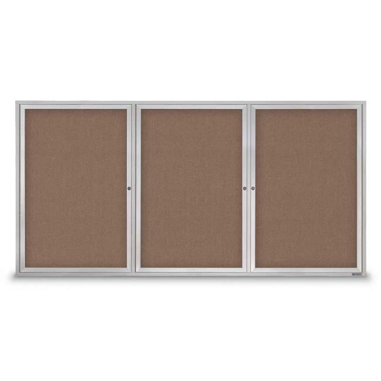 96 x 48 in. Triple Door Traditional Indoor Enclosed Corkboard with ...
