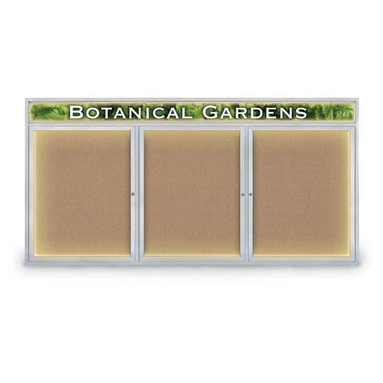 96 x 48 in. Triple Door Traditional Indoor with Header & Illumination ...