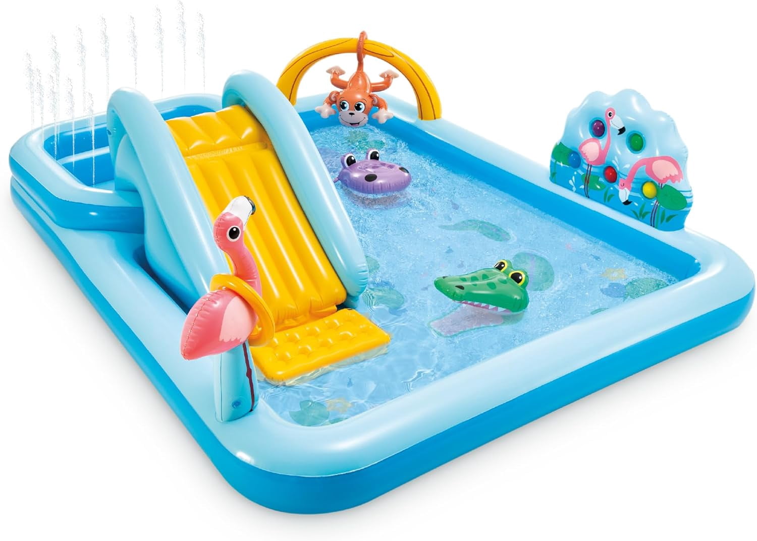 96" x 78" x 28" Inflatable Jungle Adventure Play Center Spray Kiddie ...