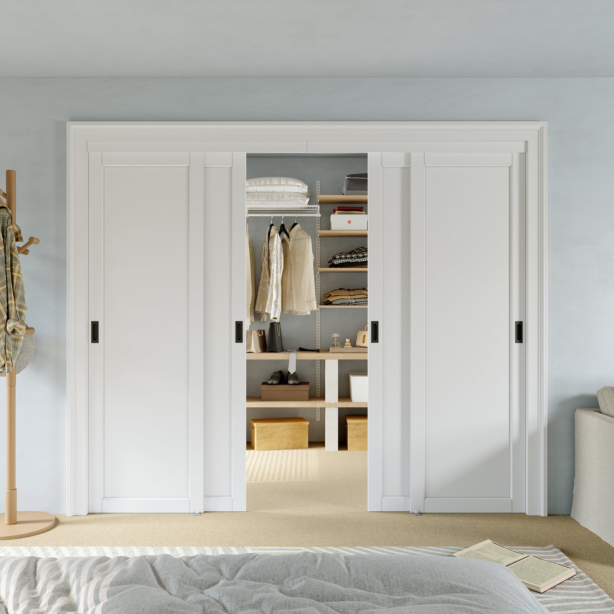 96'' x 96'' Bypass Sliding Closet Door, Solid Core & White Smooth ...