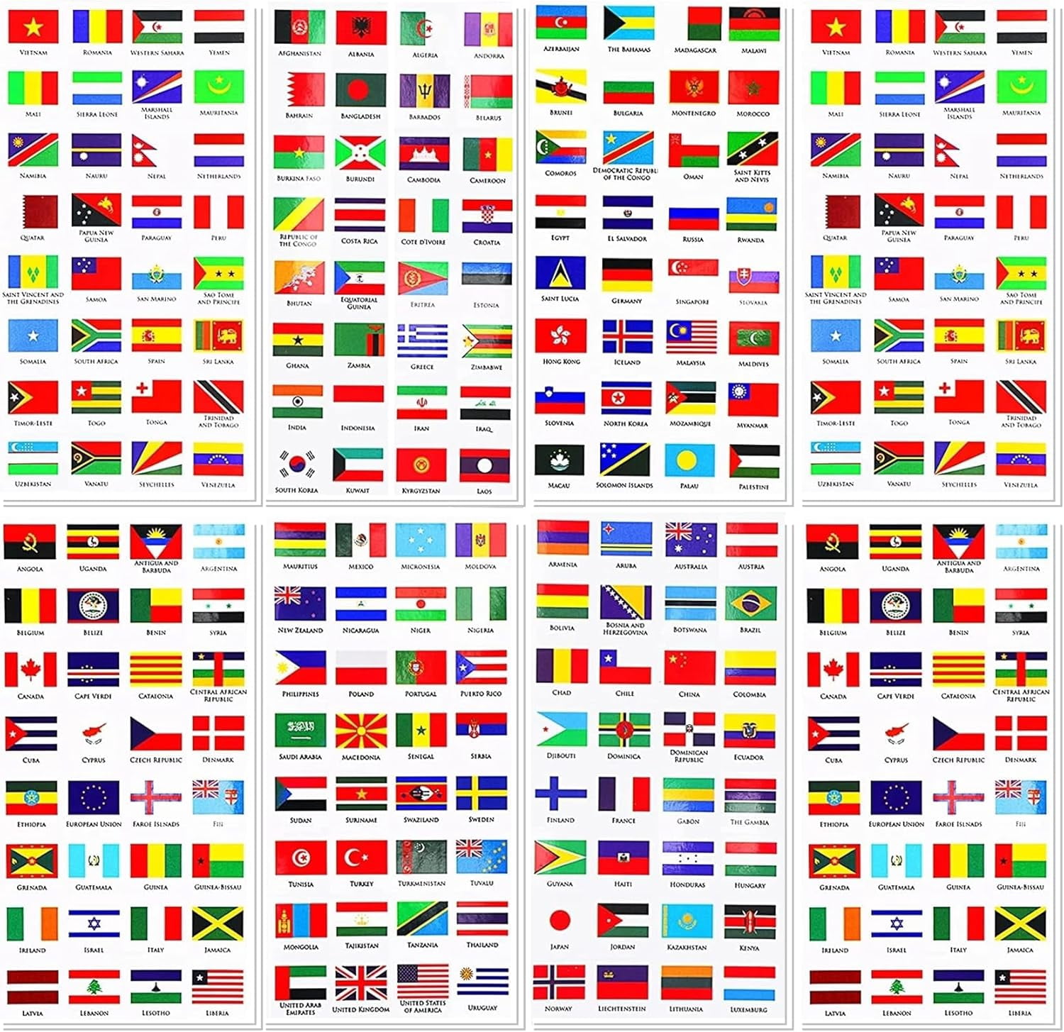 960 Pcs World Flag Stickers, 192 Countries Flag Sticker, Waterproof PVC ...