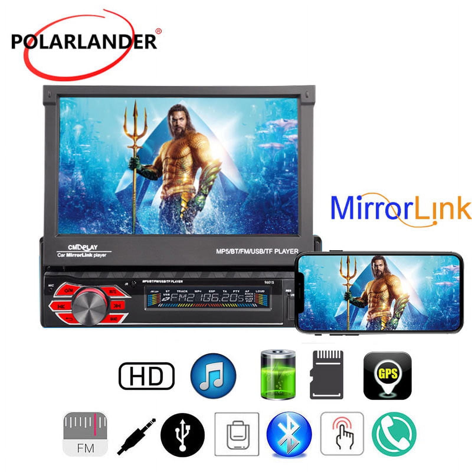 9601G Polarlander 1 Din 7 inch LCD Touch Screen Car Stereo Radio with Bluetooth AUX/USB/TF Car ...