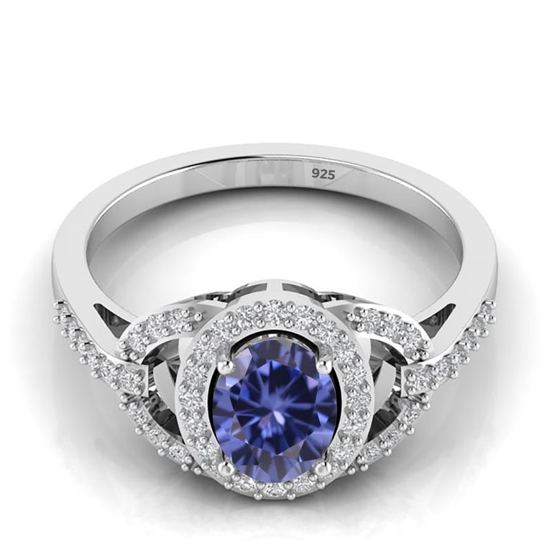 962 Sterling Solid Silver Ring, CZ Color Gemstone Ring, Designer CZ ...