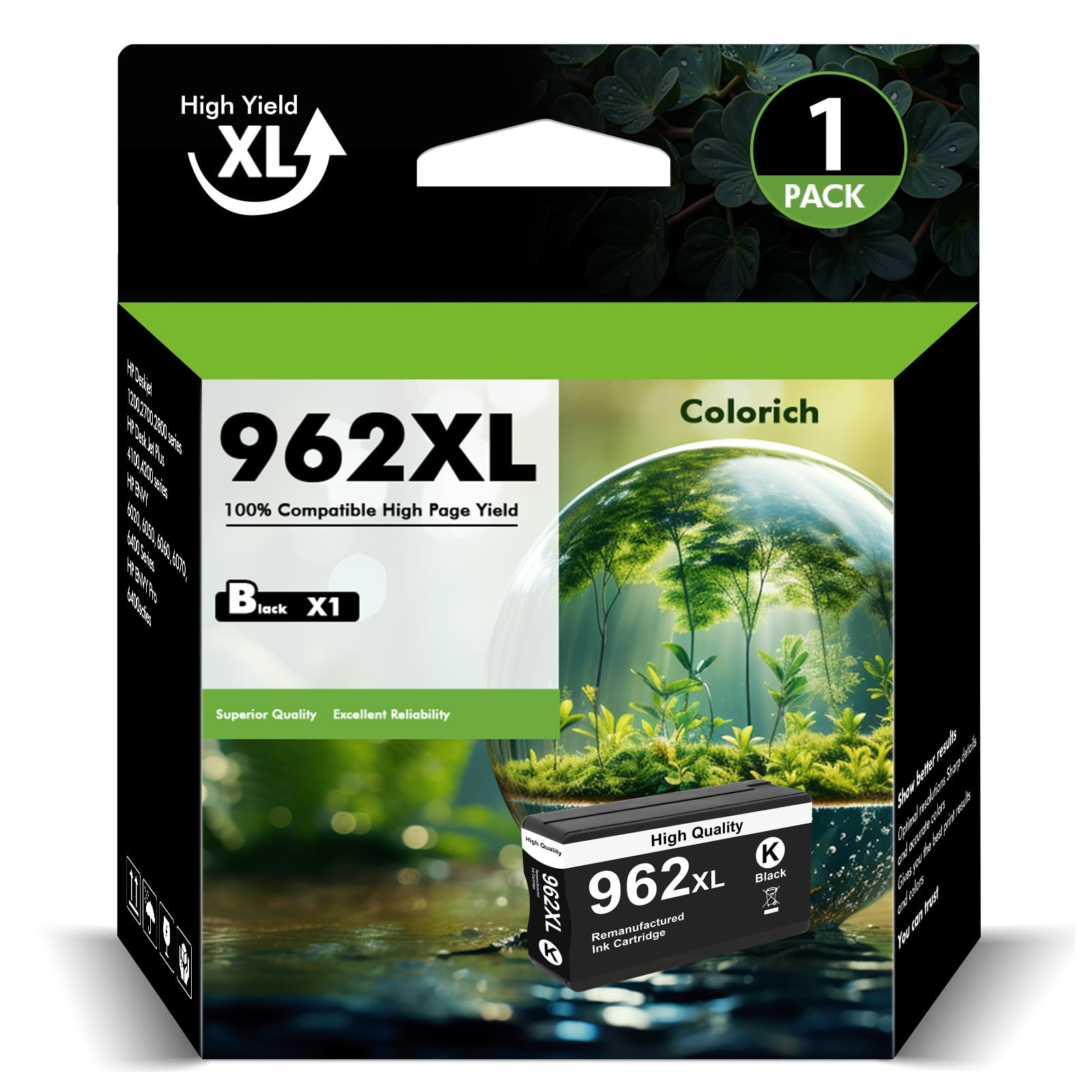 962XL Black Ink Cartridge Compatible for HP 962XL Printer Ink Work for ...