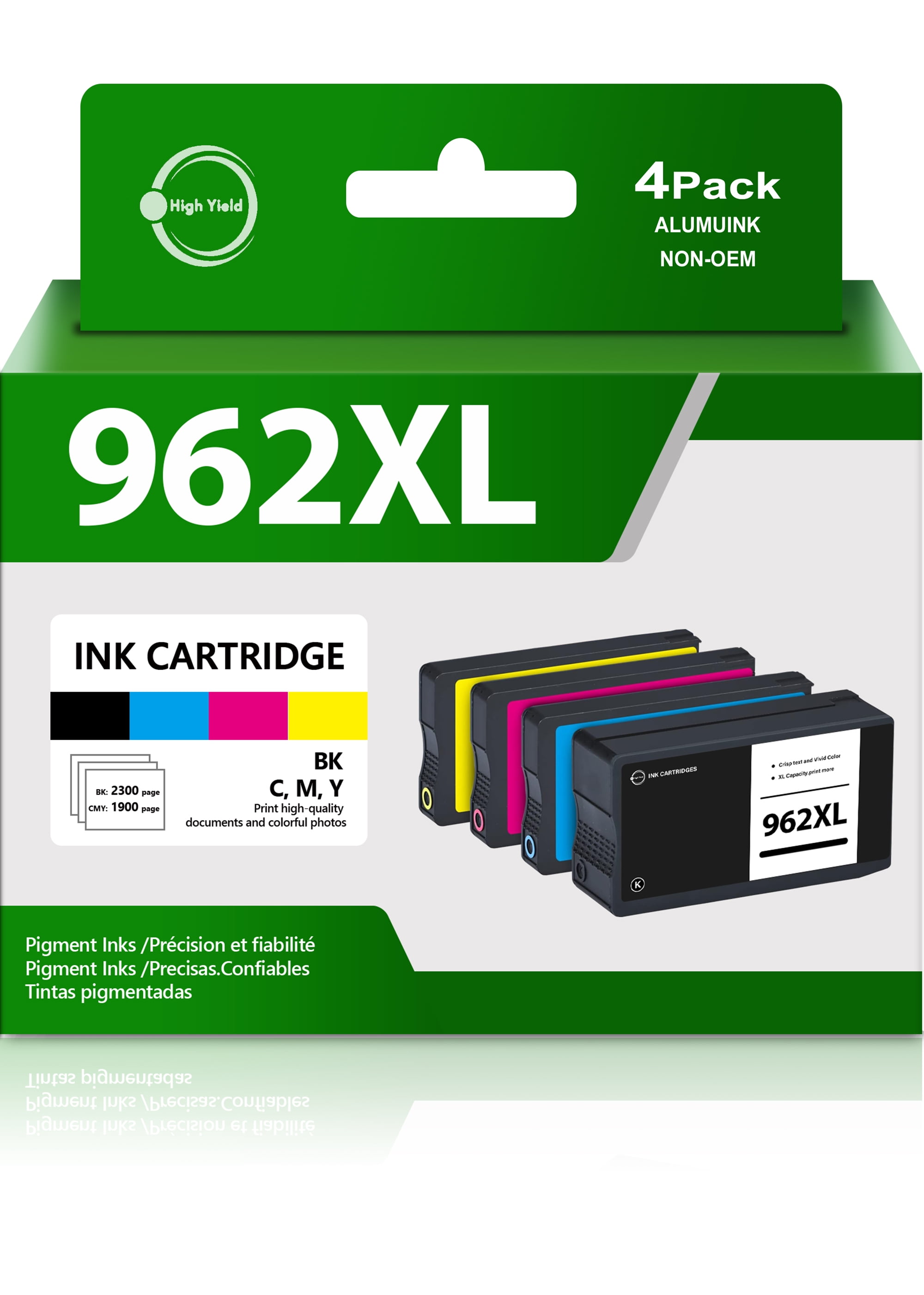 962XL High-Yield Ink Cartridges (4 Pack, Black/Cyan/Magenta/Yellow) Ink ...