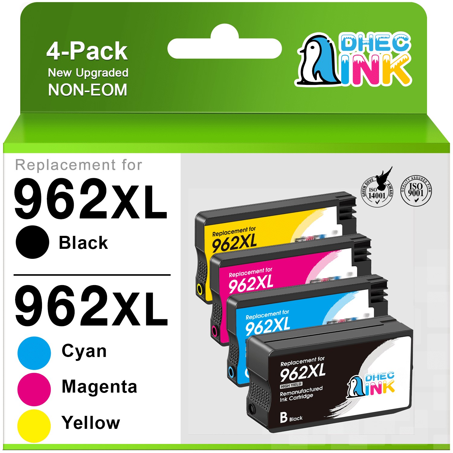 HP 962XL 4-Pack Ink Cartridge Combo for Officejet Pro 9010, 9025, 9015 ...