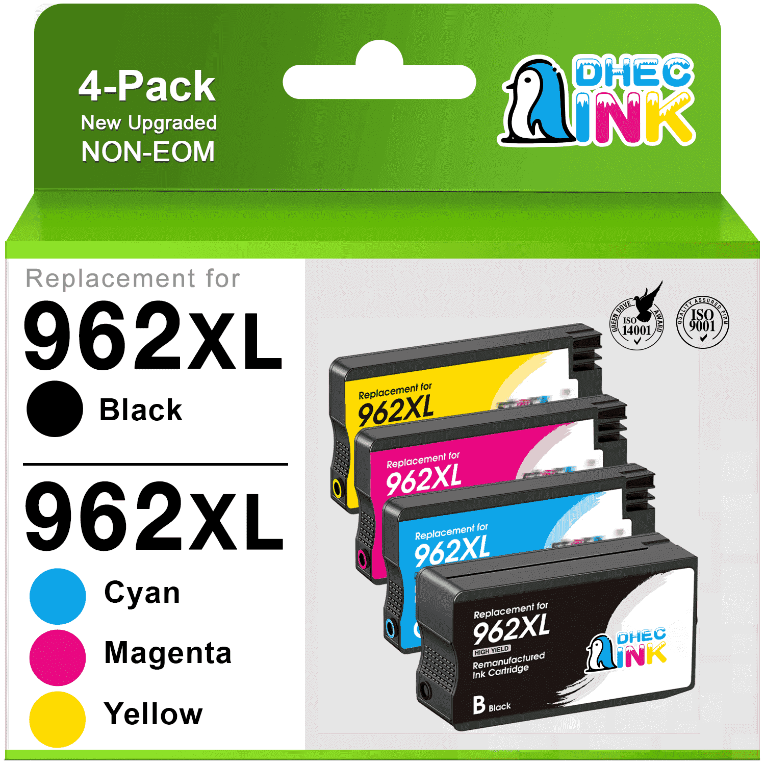 HP 962XL 4-Pack Ink Cartridge Combo for Officejet Pro 9010, 9025, 9015, 9018, 9020, 9022 (Black ...