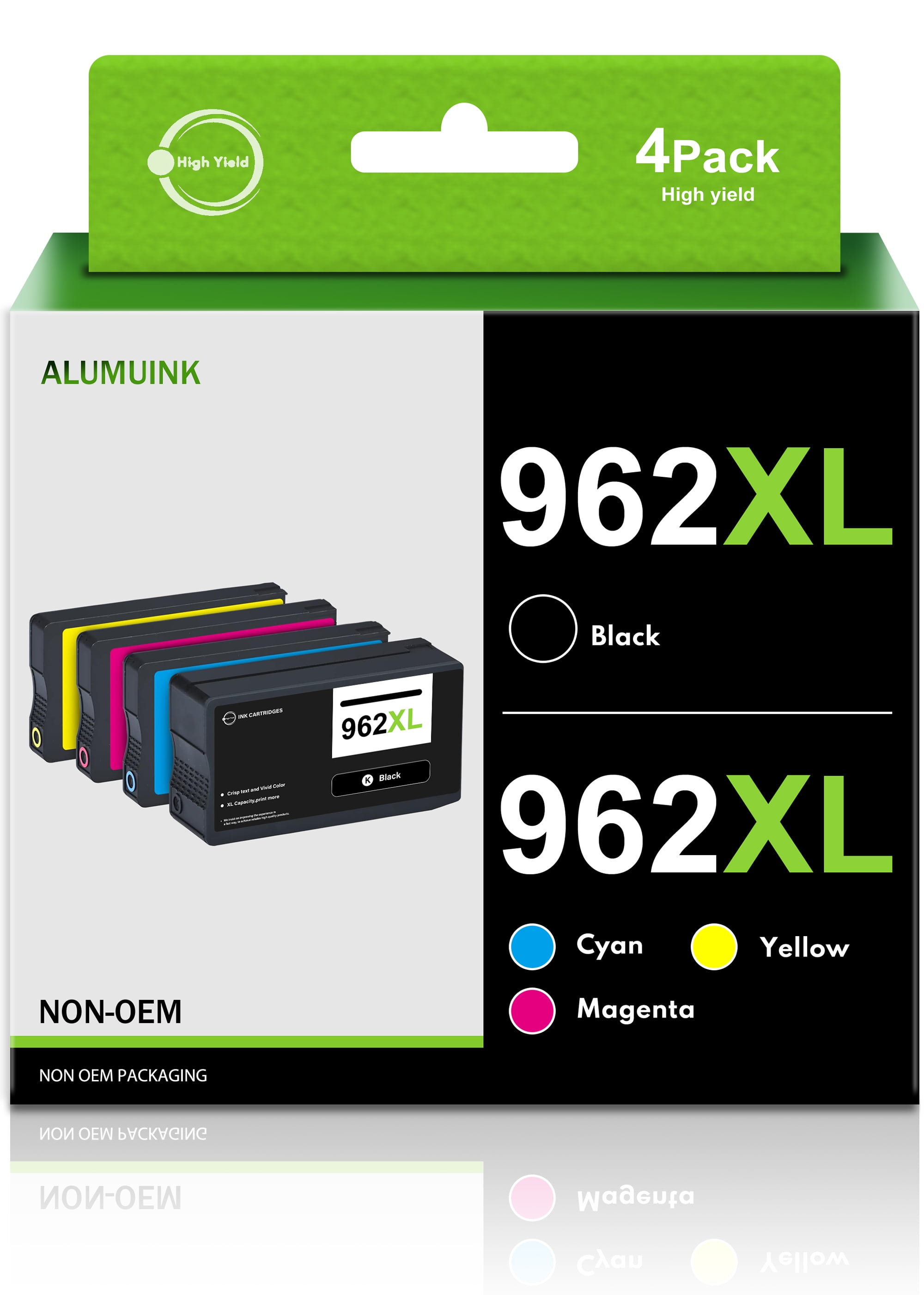 962XL 962 Ink Cartridges Combo Pack Compatible for HP OfficeJet Pro 9010 9020 9018 Printer （4 ...