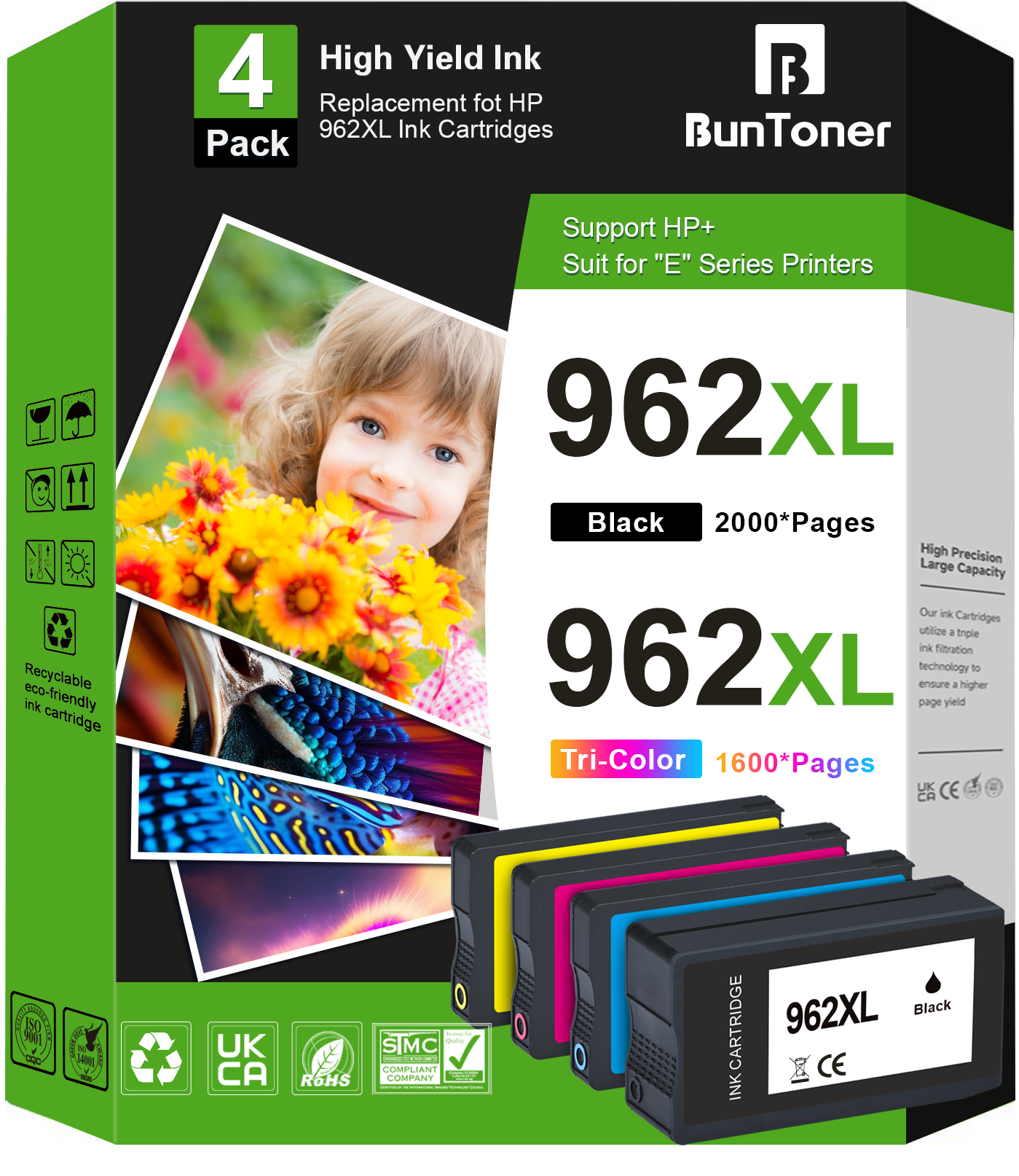 BunToner 962XL Ink Cartridges 4 Pack for HP 9015 9025 9020 9015e 9025e ...