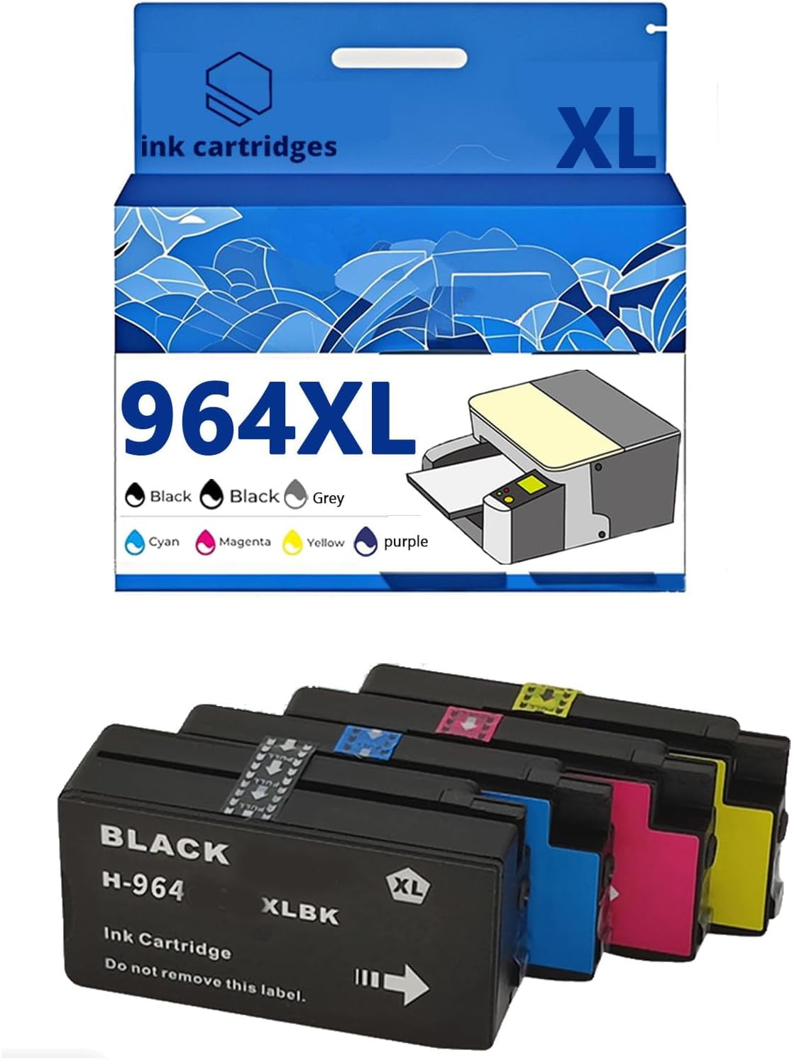 964 XL 964XL Ink Cartridges Compatible for HP 9010 9015 9019 9020 9025 Inkjet Printers, Leak ...