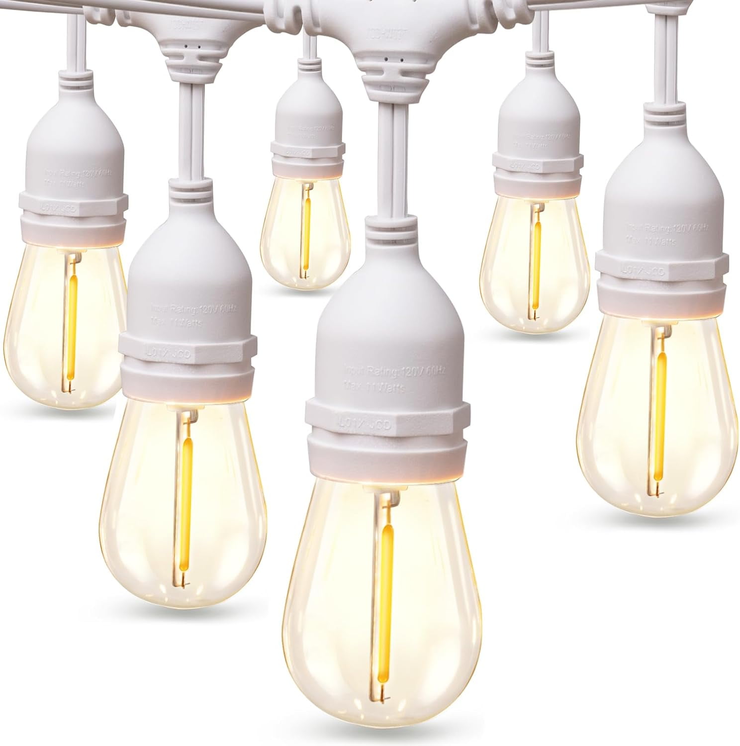 96FT(48FT*2) LED Outdoor String Lights, Dimmable Edison Vintage ...