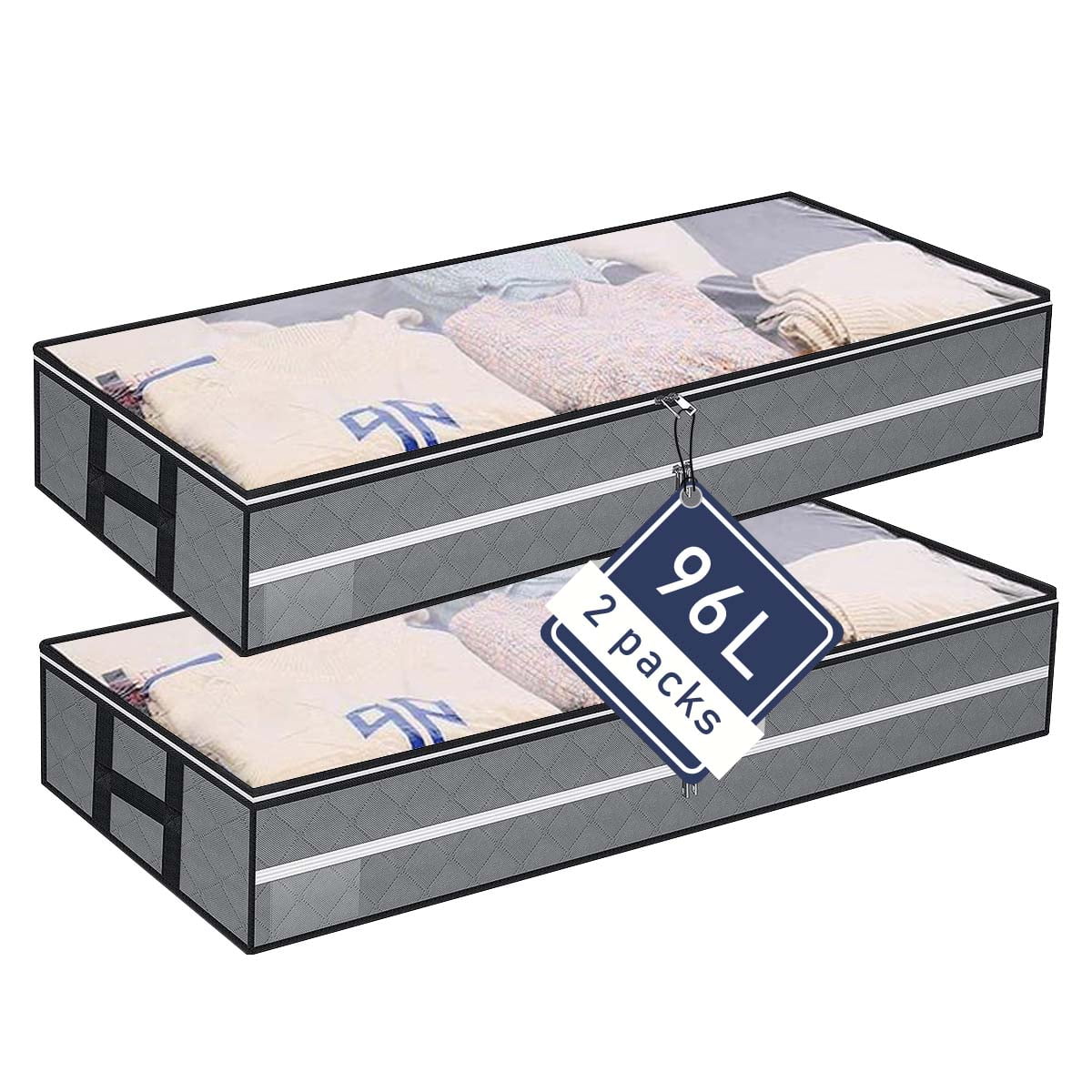 96L Under Bed Storage Bags with Reinforced Handle, 2Pcs Underbed ...