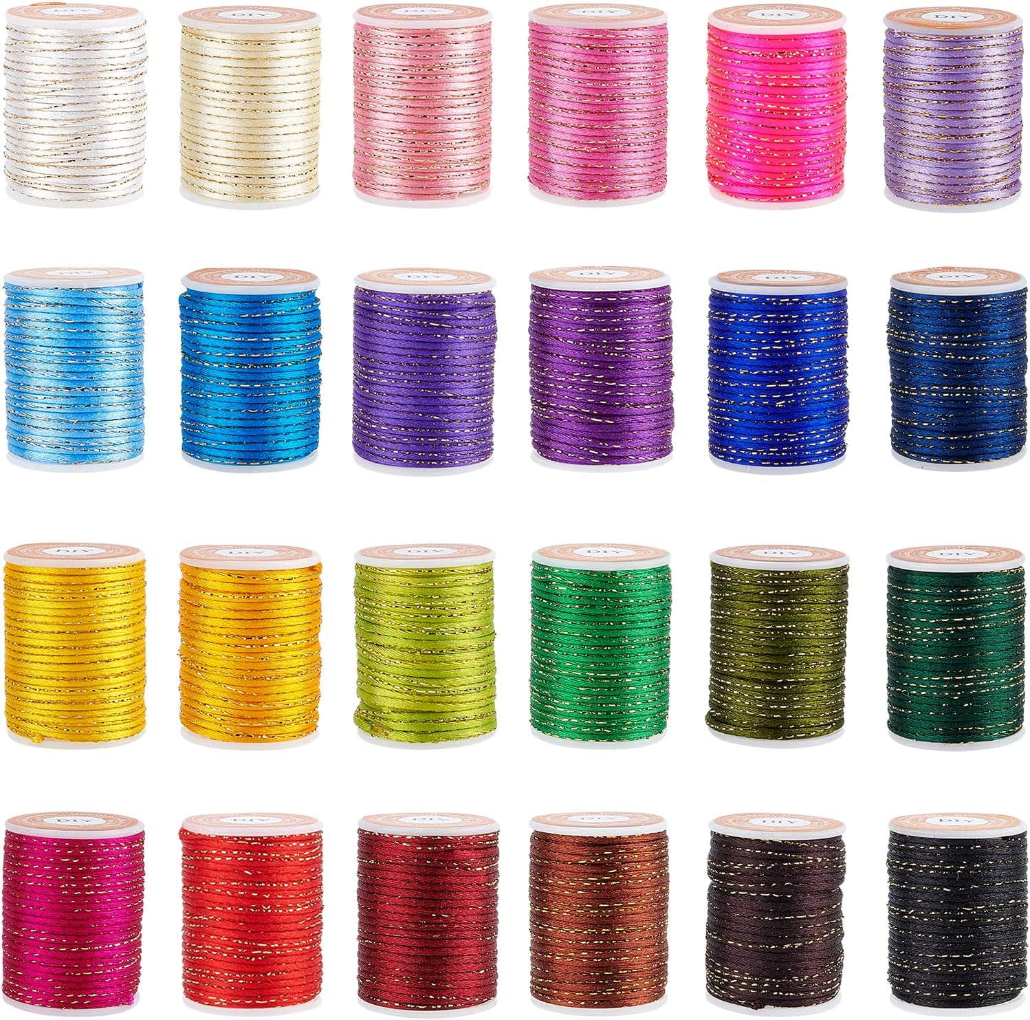 96M 1.5mm Polyester Chinese Knotting Cord Mixed Color Rattail Macrame ...