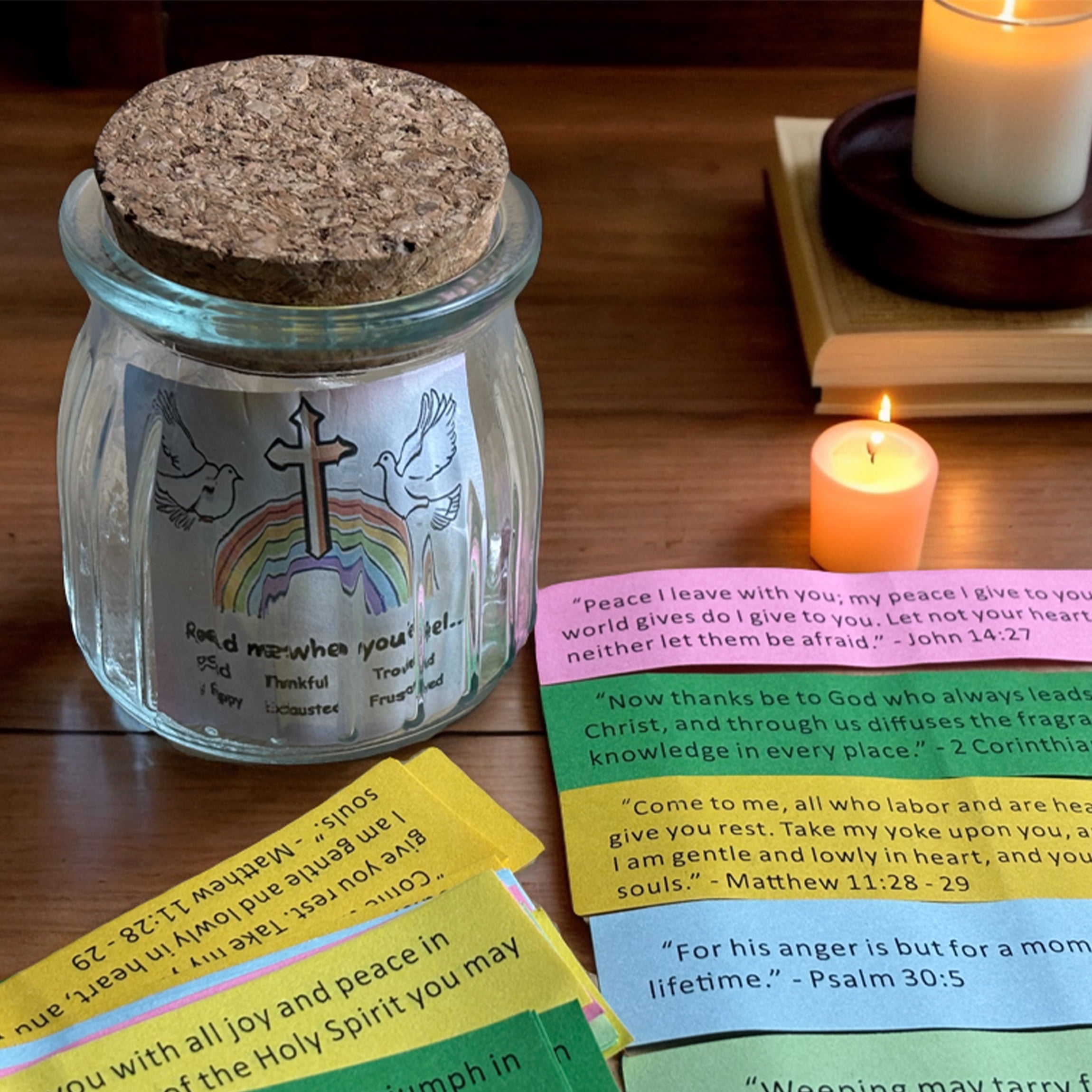 96PCS Bible Verses in a Jar with Wooden Cross,Read Me When Bible Verses ...