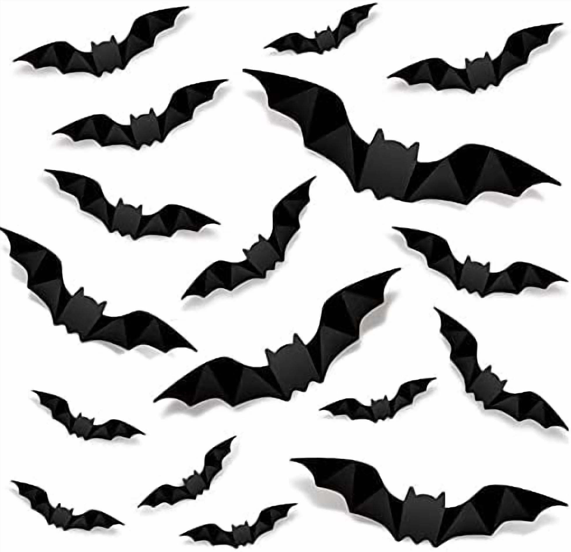 96PCS Halloween Decoration 3D Bats Wall Stickers 4 Different Sizes ...