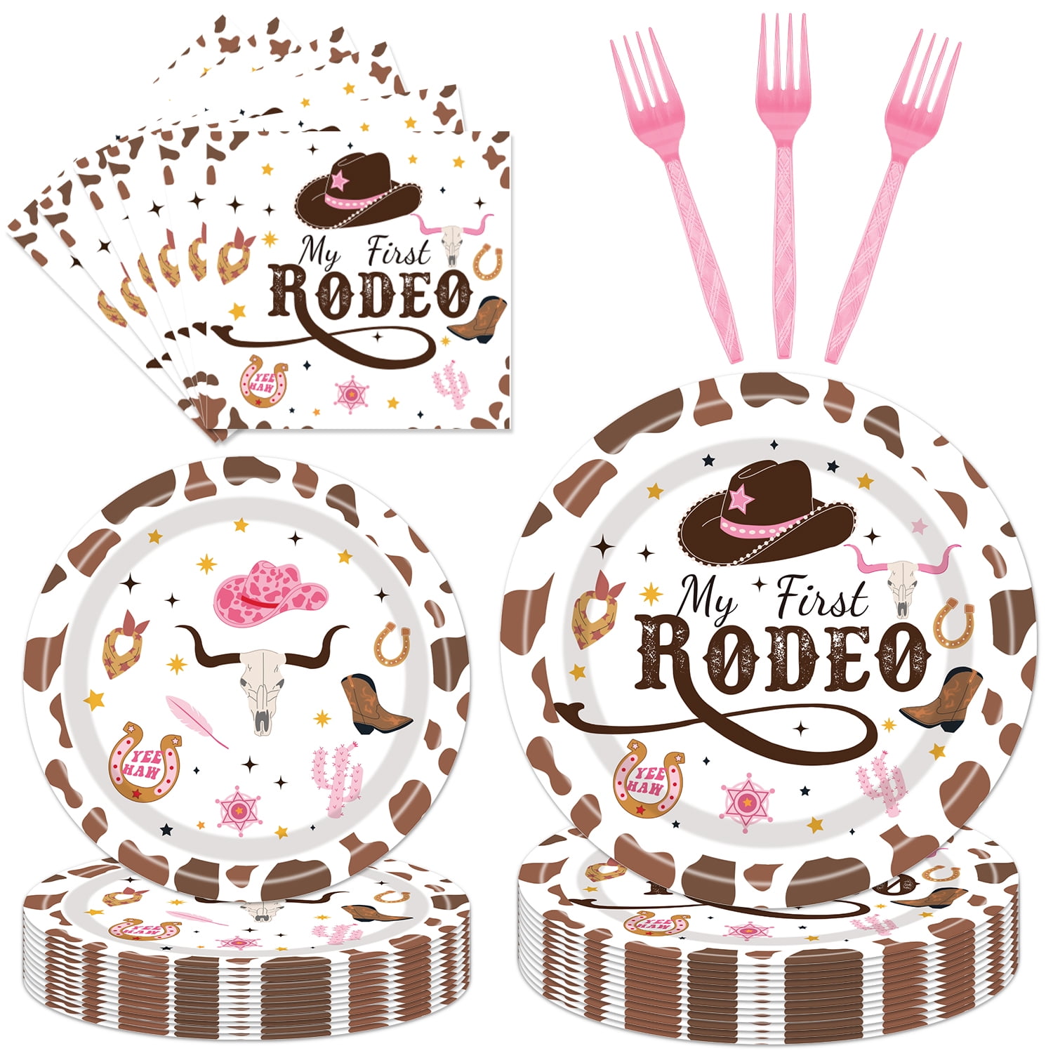 96PCS My First Rodeo Plates and Napkins Party Supplies Cowgirl Birthday ...