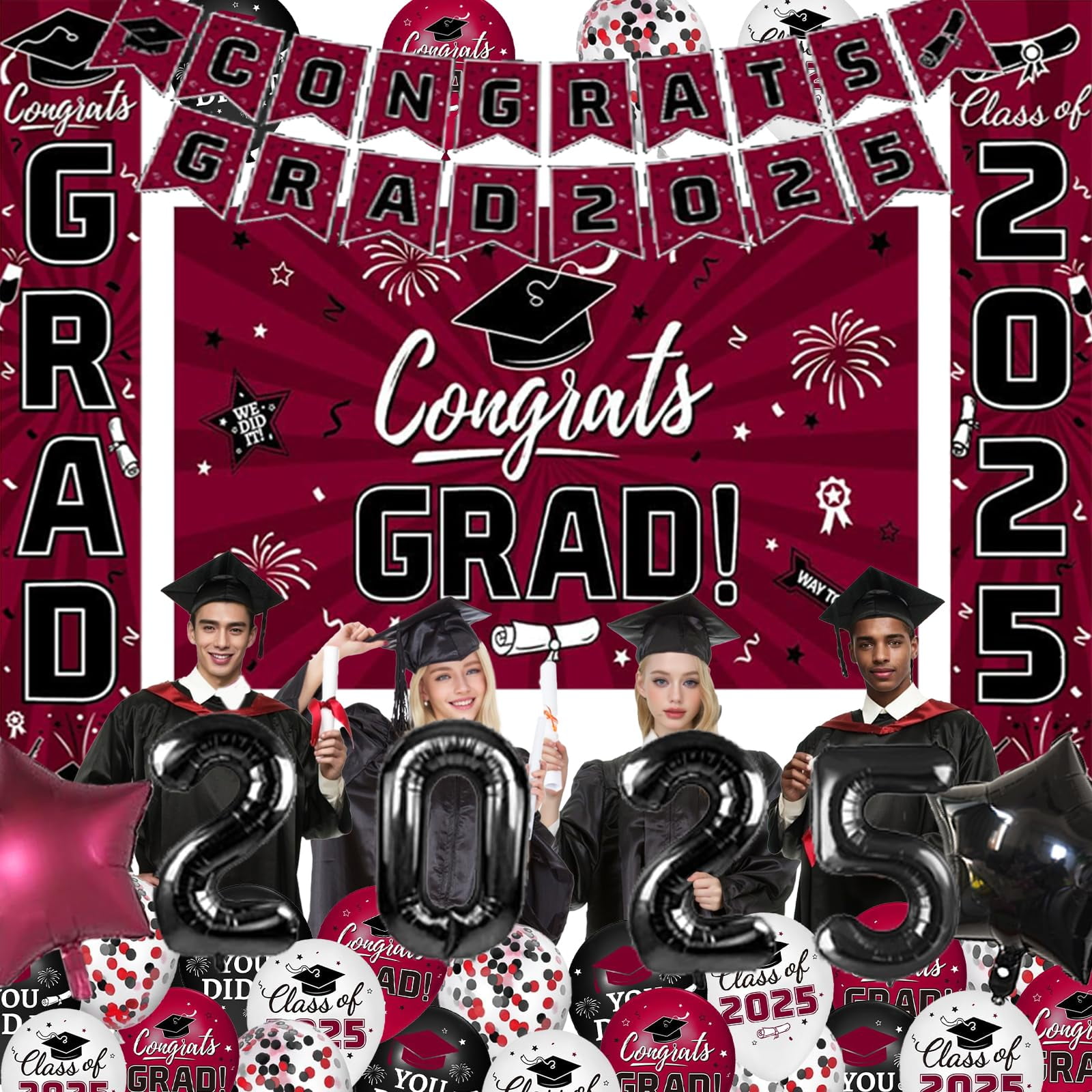 96PCS Prom Night Plates IFF17 and Napkins Party Set Black and Silver ...