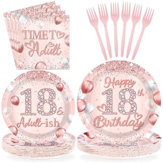 96PCS Rose Gold 18th Birthday Party Decorations for Girls 18th Birthday ...