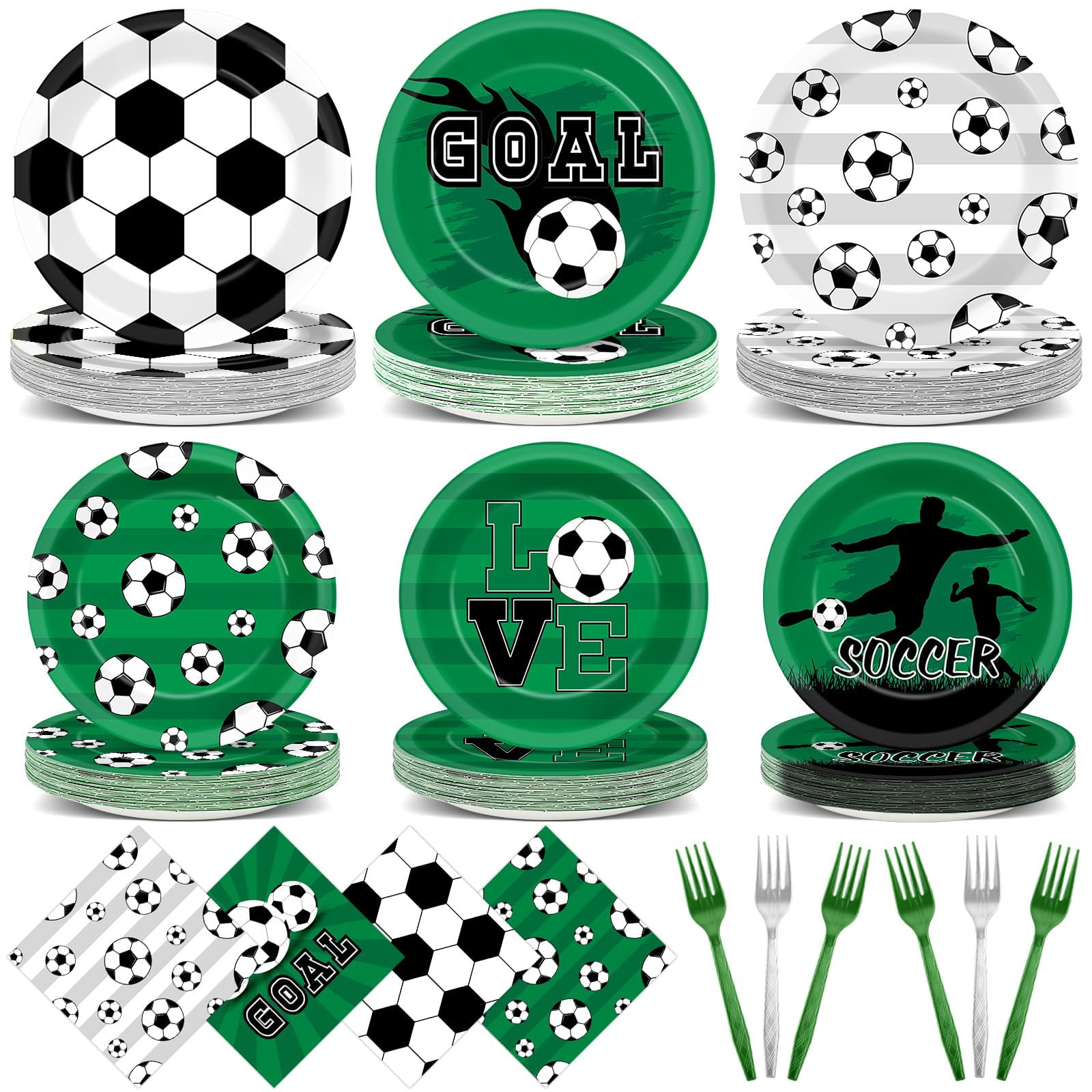 96PCS Soccer Party Supplies Soccer Ball AIS1 Birthday Paper and Napkins ...