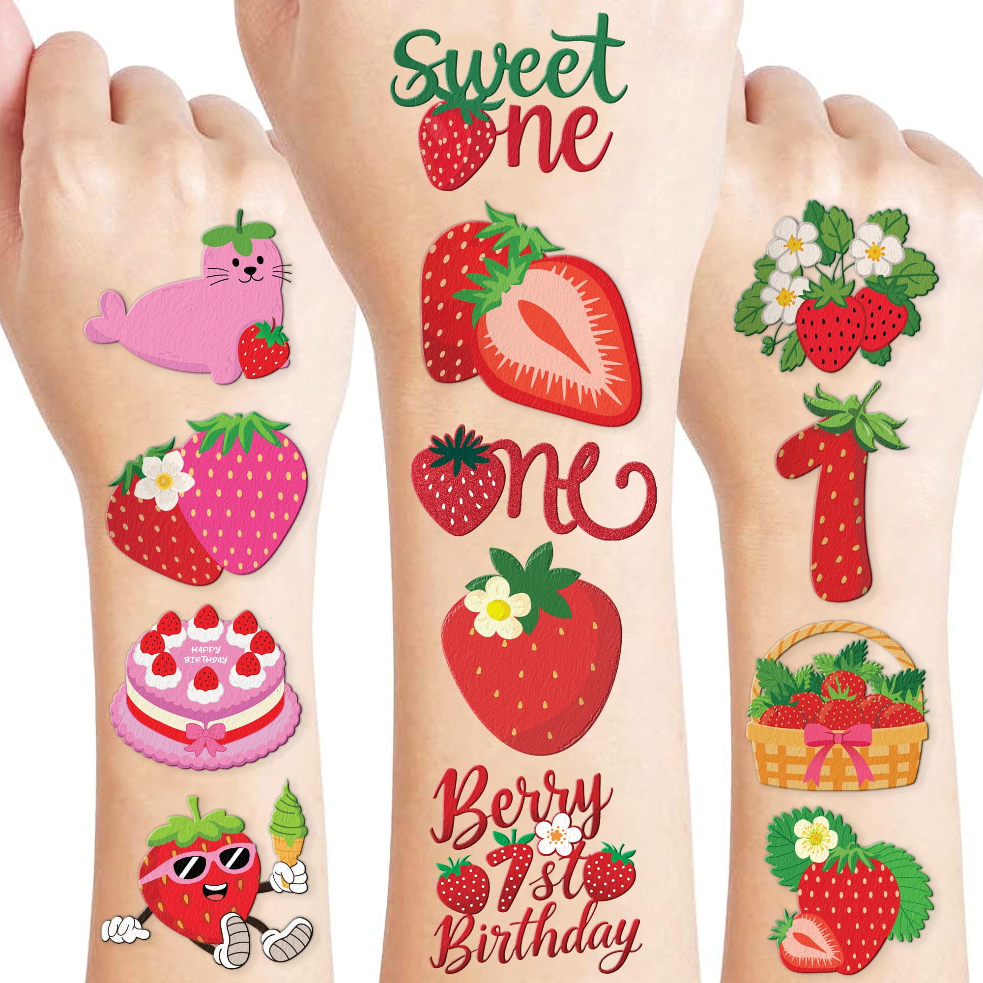 96PCS Strawberry Berry Pre-Cut Temporary Tattoos AIS1 for Kids | 1st ...