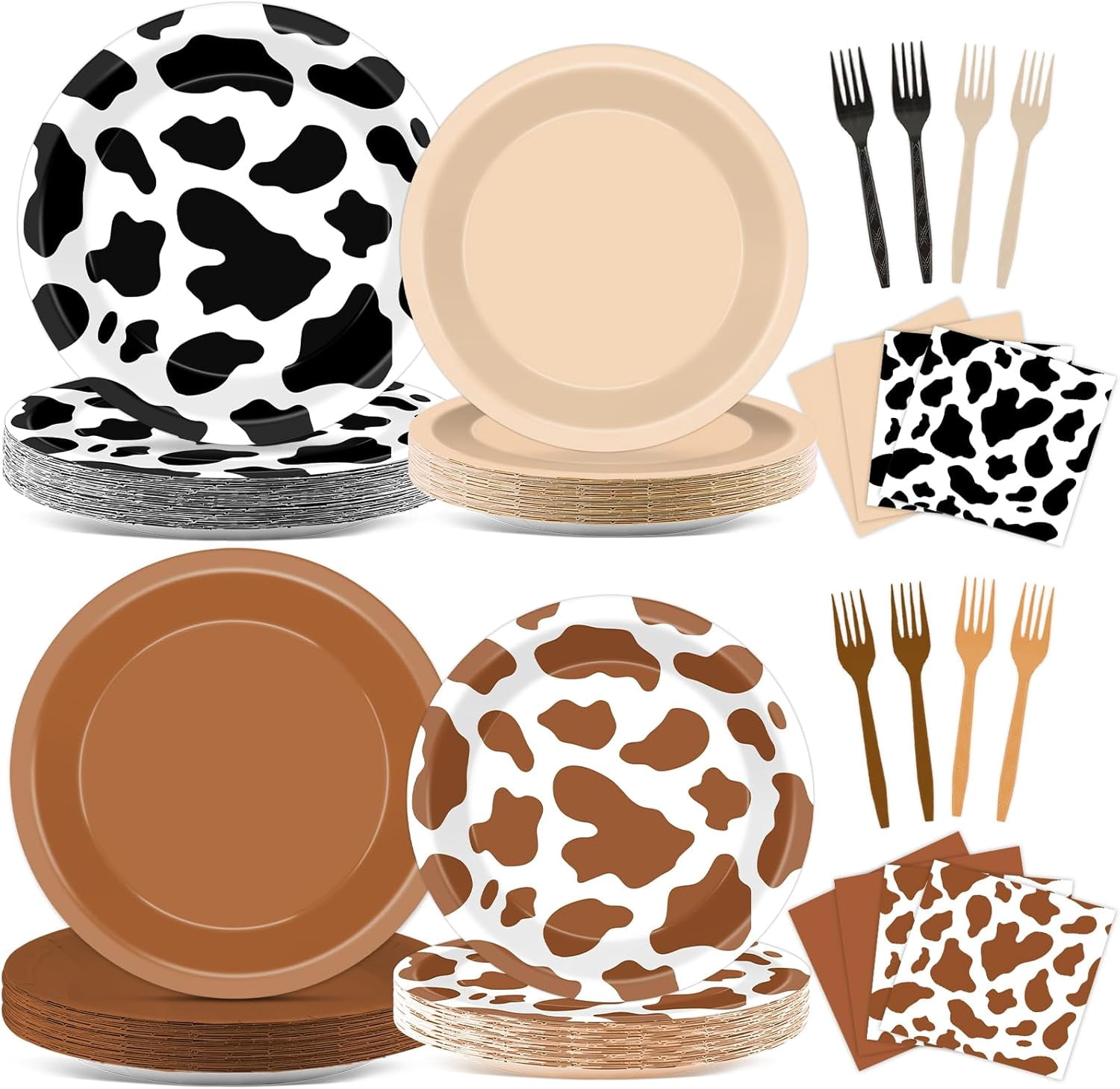 96PCS Western Cowboy Party Plates and Napkins Cow Print Party Supplies ...