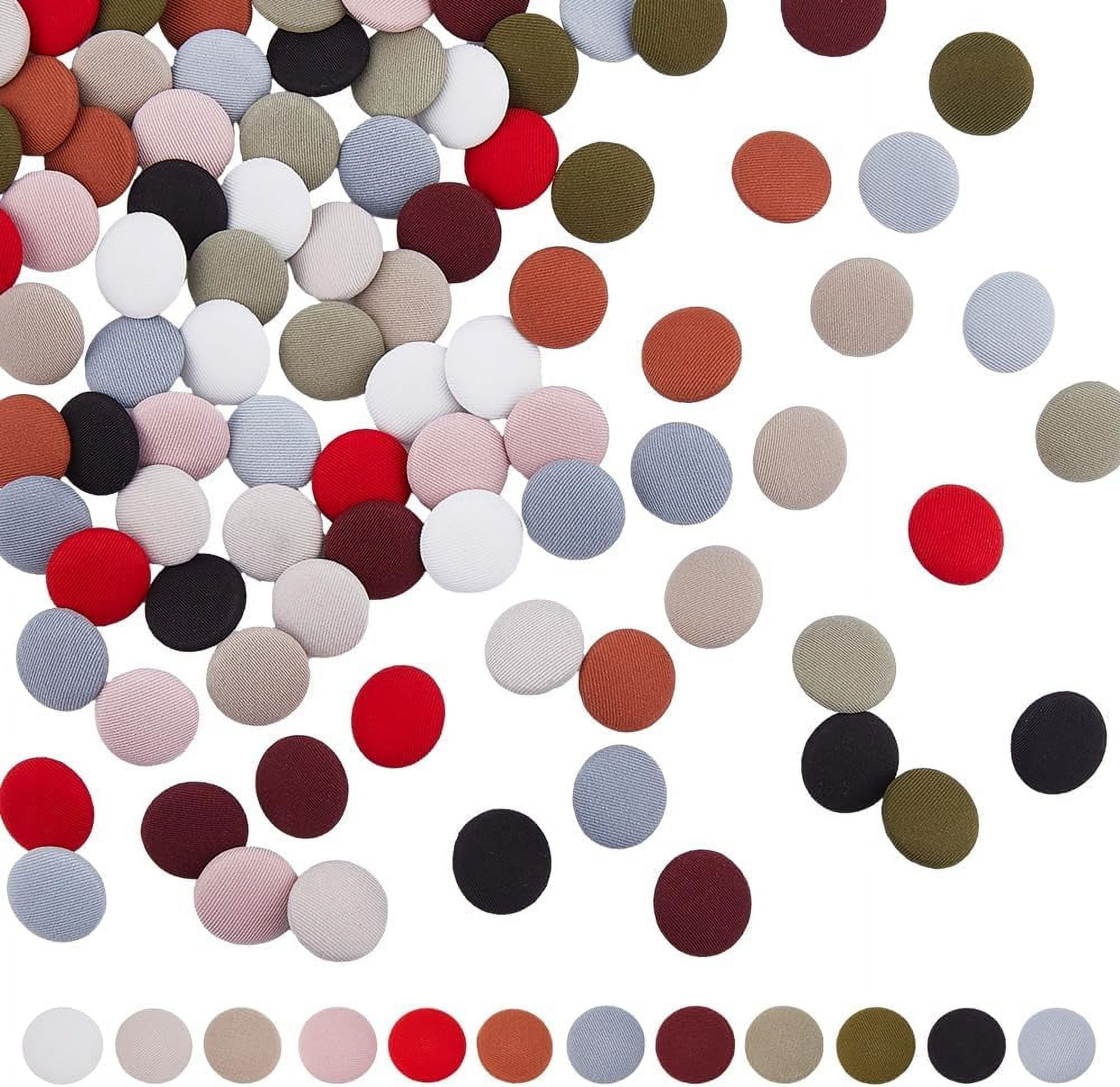 96Pcs 12 Colors Fabric Cloth Covered Buttons with Alloy Shank 19mm ...