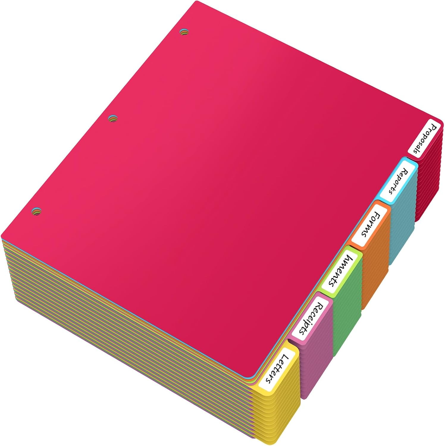 96Pcs/16 Set 6 Tab Dividers for 3 Ring Binder, 96 Pcs Colorful Binder ...