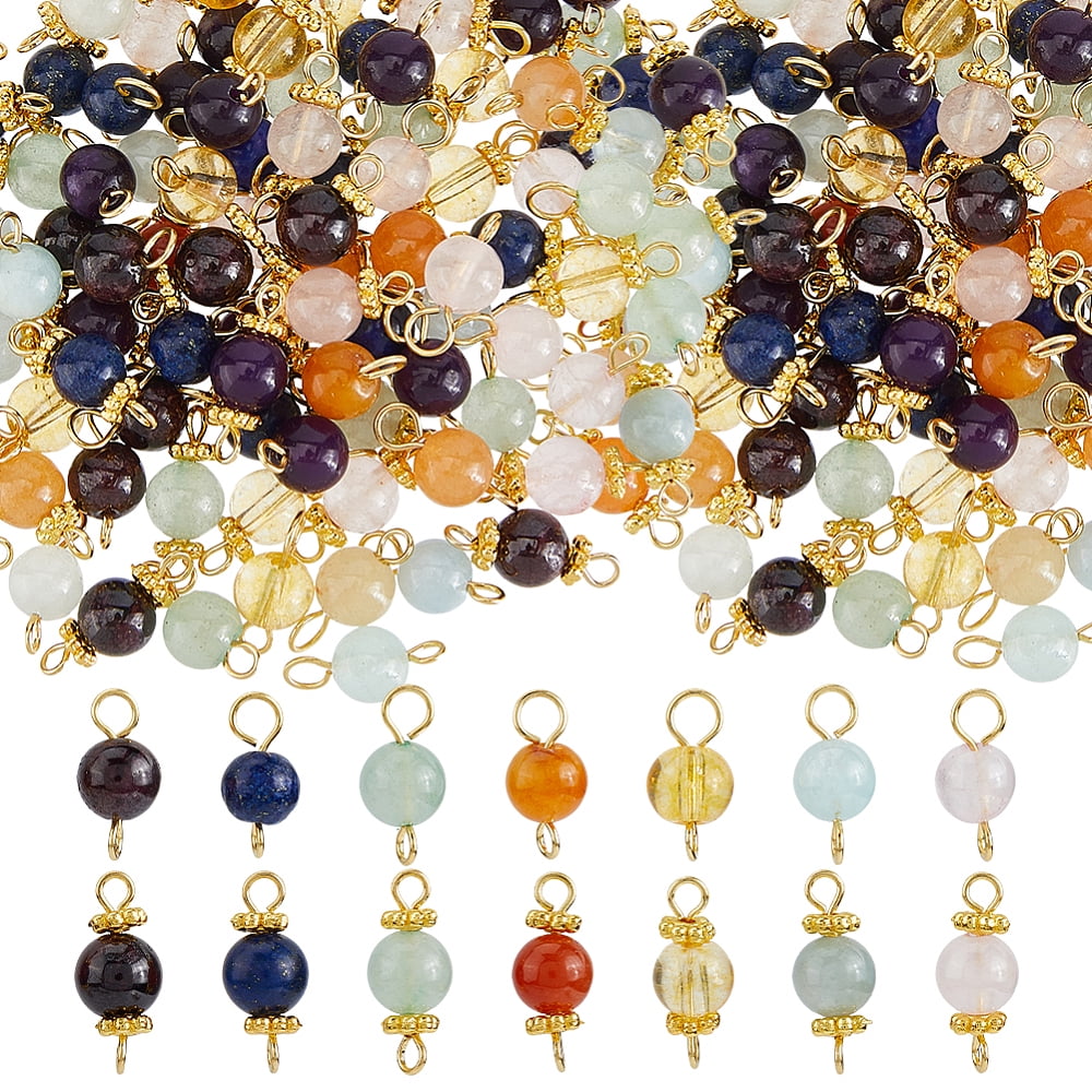 96Pcs 2 Style Gemstone Chip Charms Natural Stone Link Charms Double ...
