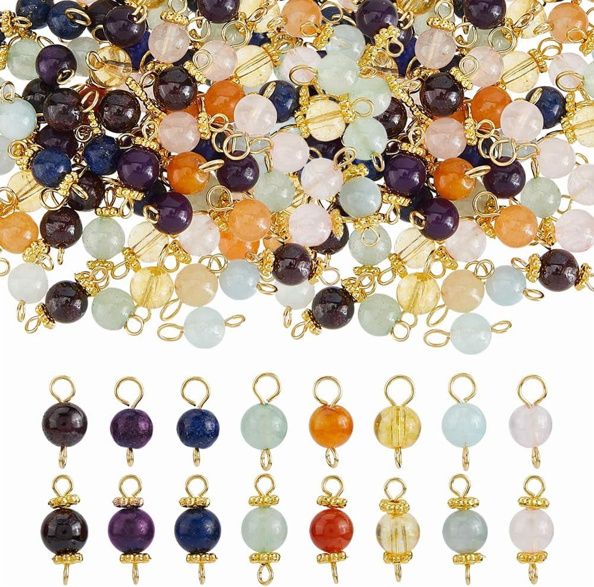 96Pcs 2 Style Natural & Gemstone Connector Charms with Brass Findings ...