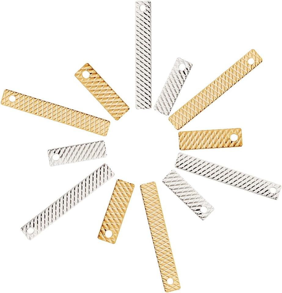 about 96Pcs 2 Styles Rectangle Brass Blank Tags Pendants Bar Name Tag ...