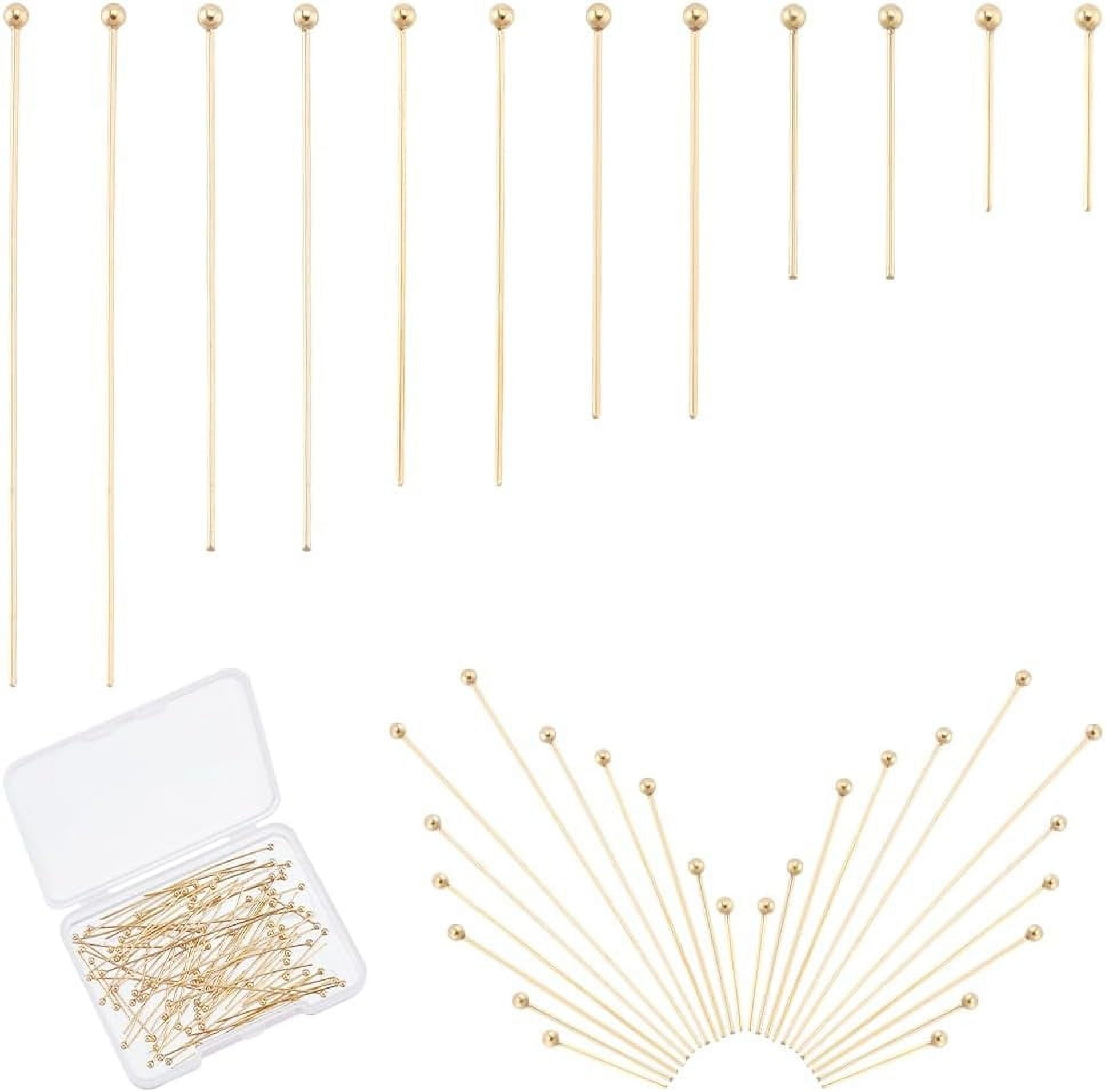96Pcs 6 Sizes Ball Head Pins 24K Gold Plated Brass Jewelry Making Pins ...