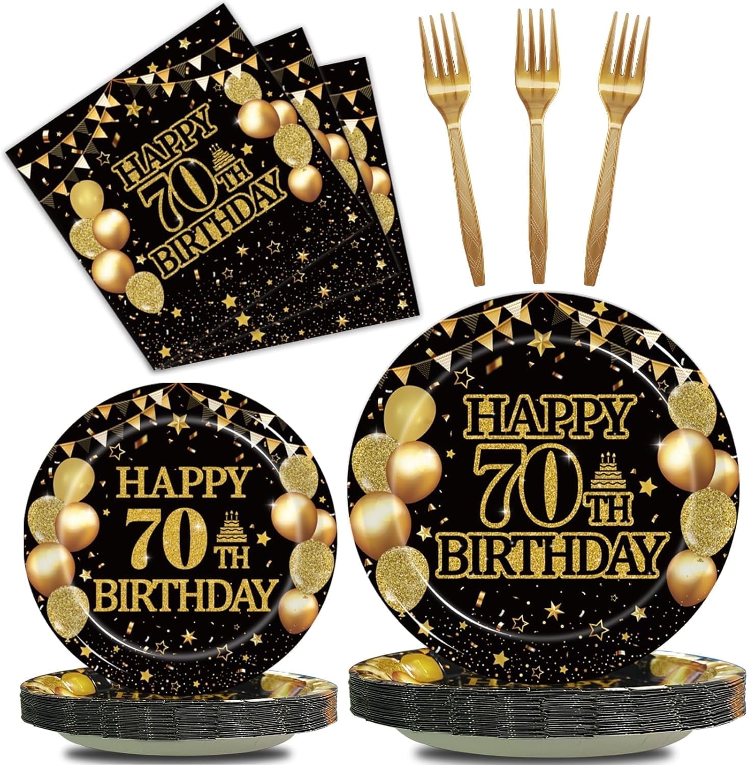 96Pcs 70th Birthday Party Tableware Set, Back in 1955 Birthday Party ...
