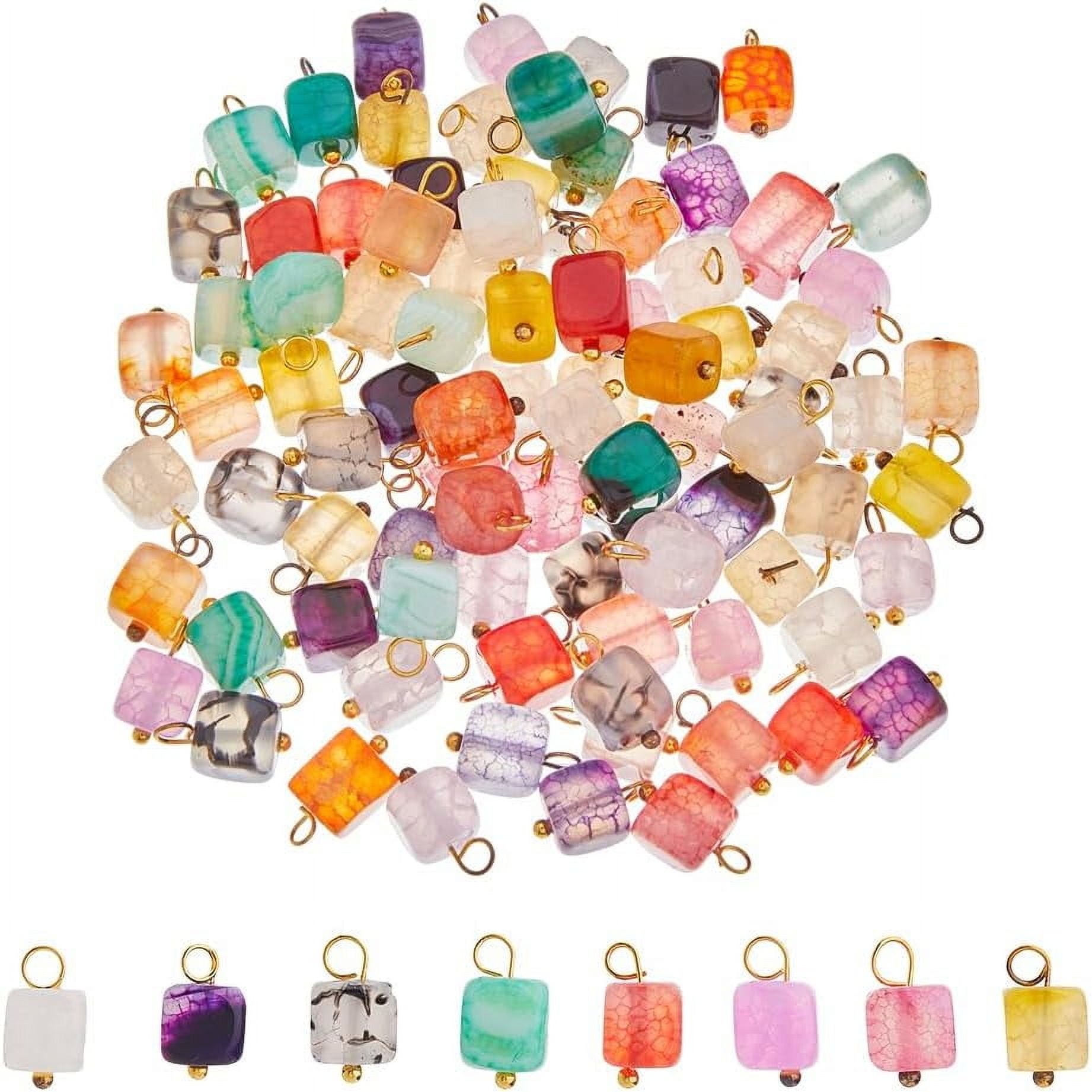 96Pcs 8 Colors Small Natural Stone Charms Dyed Natural Agate Gemstone ...