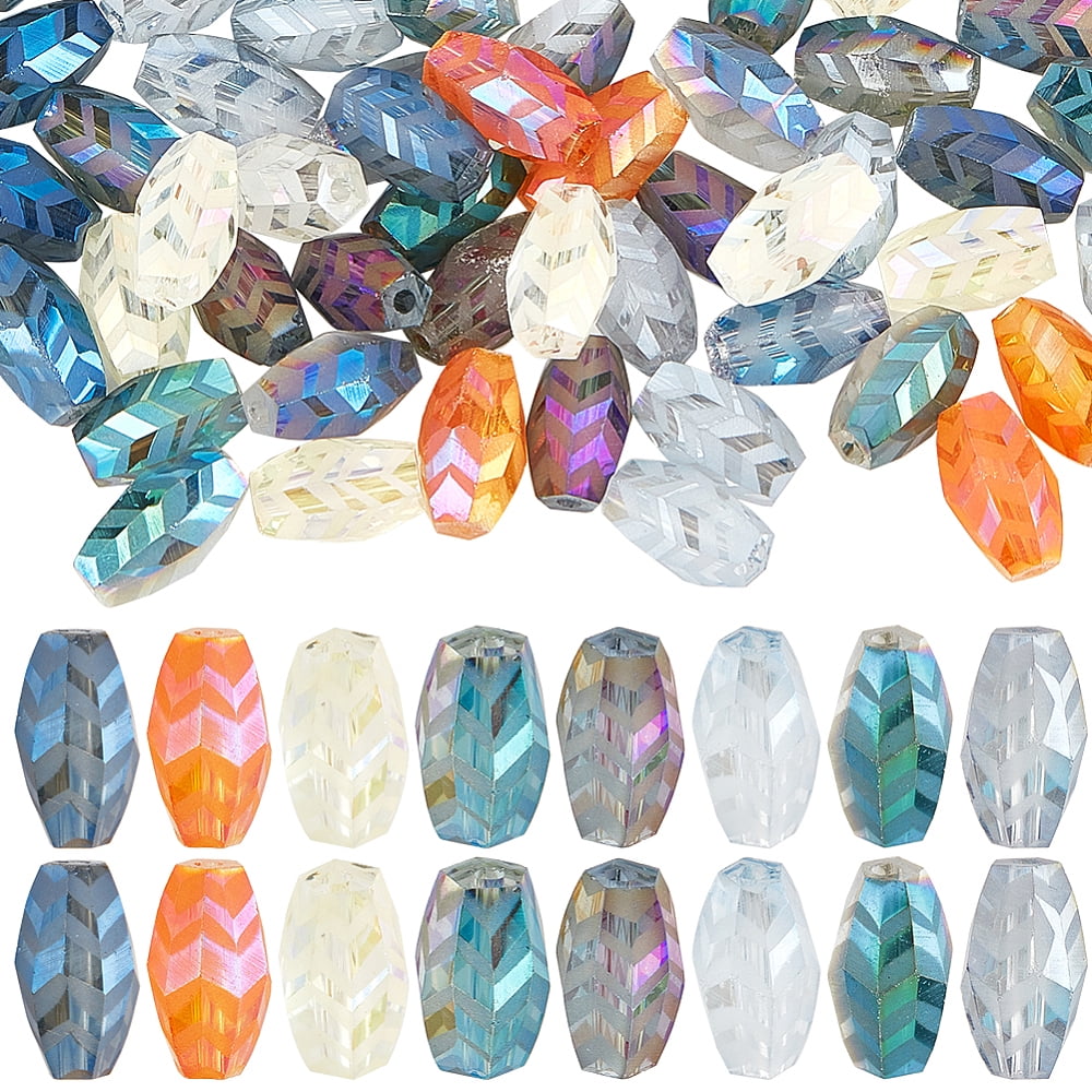 96Pcs 8 Colors Transparent Electroplate Glass Beads Faceted Oval with ...