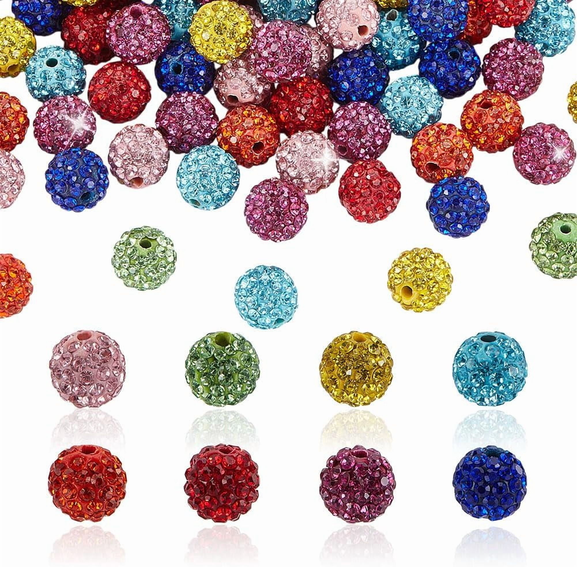 96Pcs 8 Styles Rhinestones Beads 10mm Beads Pave Disco Ball Beads Round ...