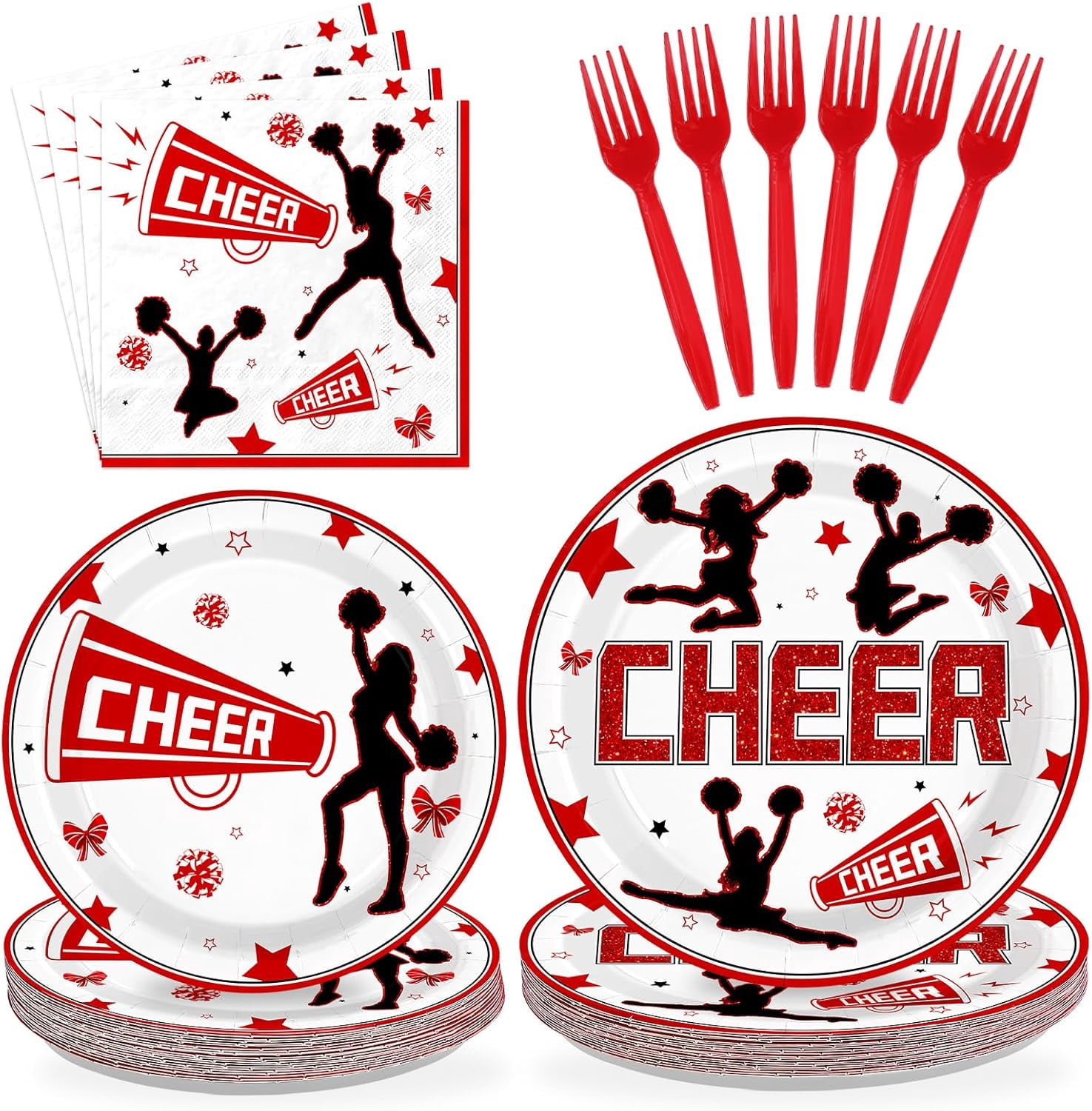 96Pcs Cheerleading Party Supplies Cheerleader and Loudspeaker Plates ...