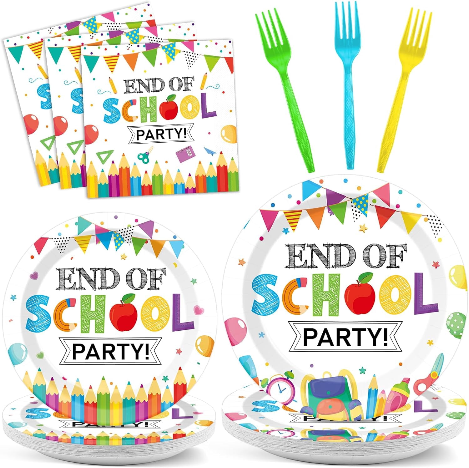 96Pcs End of School Party Paper Plates and Napkins Graduation ...